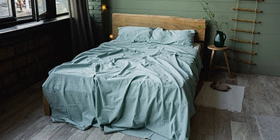 Half-Linen Bedding | Fitted Sheet, Pillowcases, Duvet Cover | Tintory